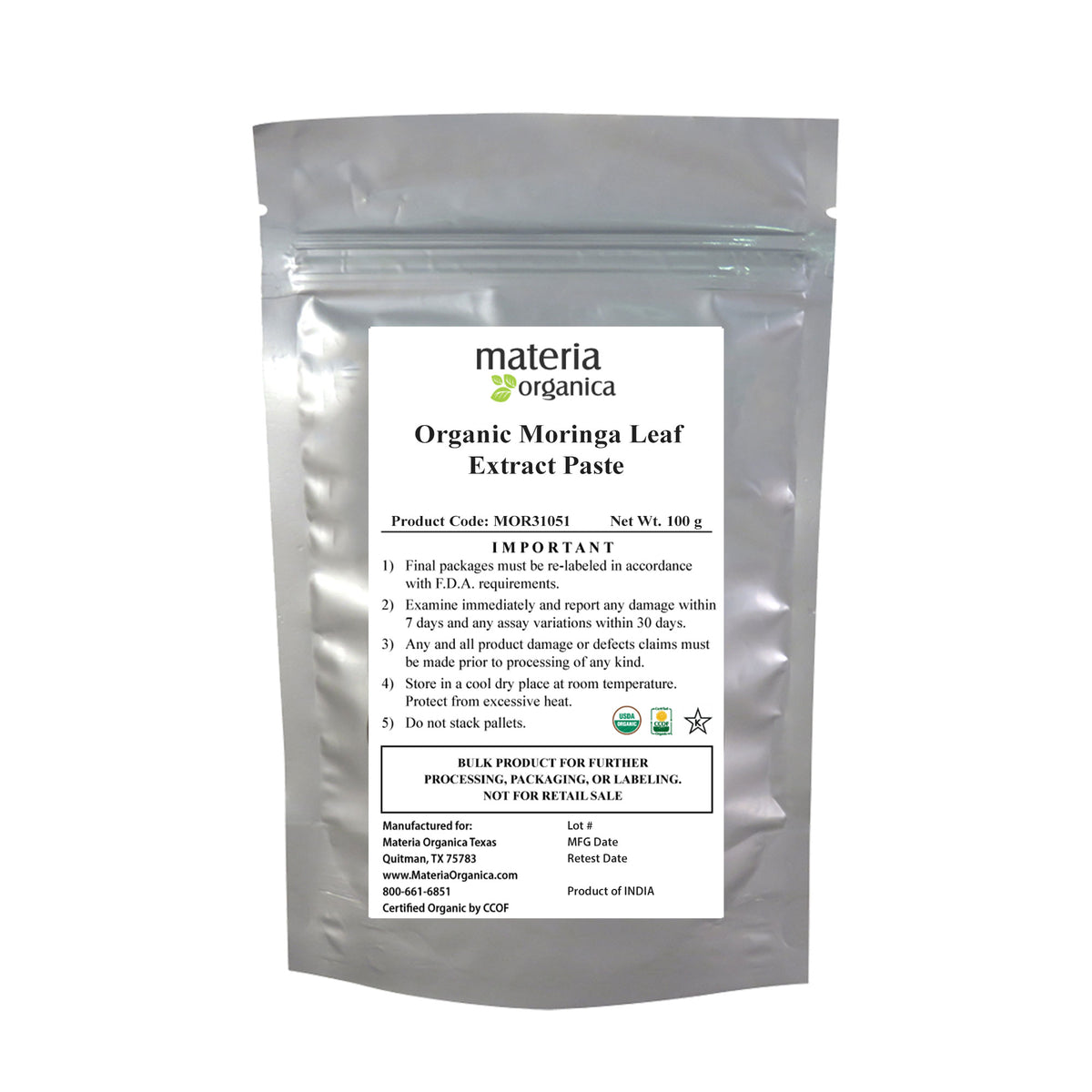 SKIP: Moringa Leaf Extract Paste, Organic Item #MOR31051 (3.5 oz / 100 ...